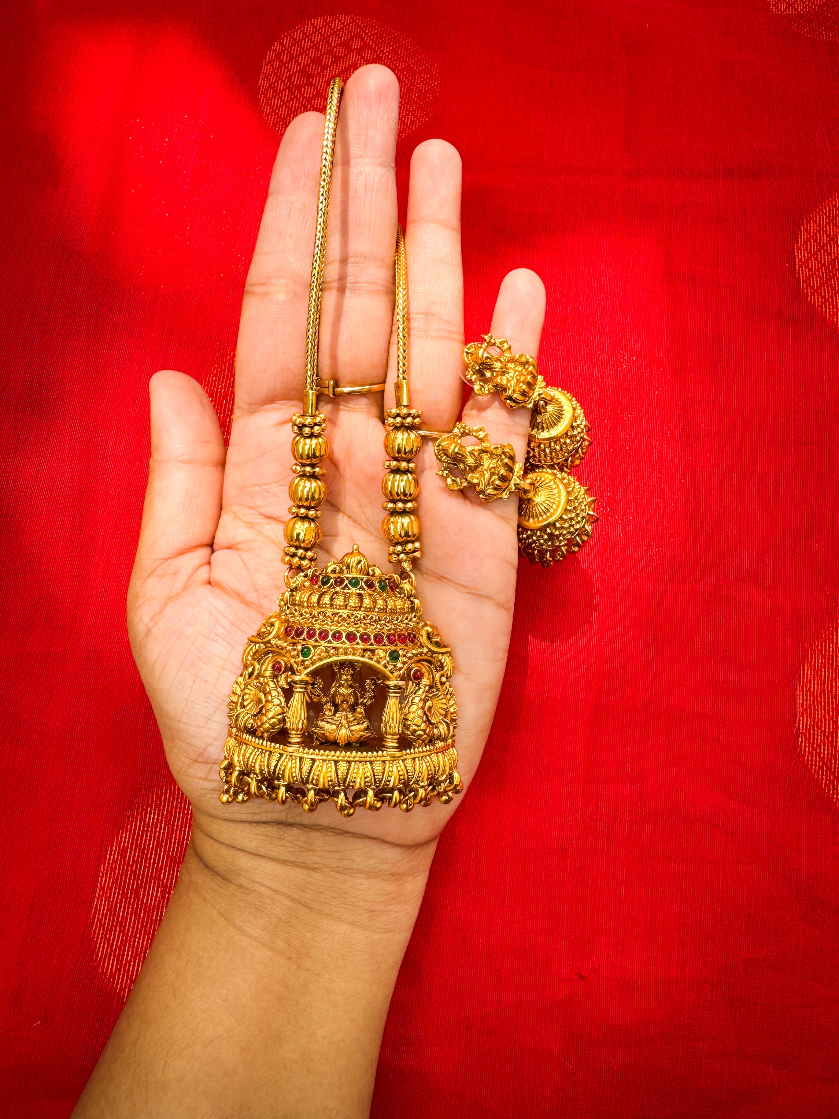 Kashi Gopuram Chettinadu Chain With Jhumka Set – Poli's Kart